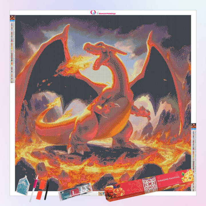 Charizard in A Volcano Diamond Painting Kits for Adults 20% Off Today ...