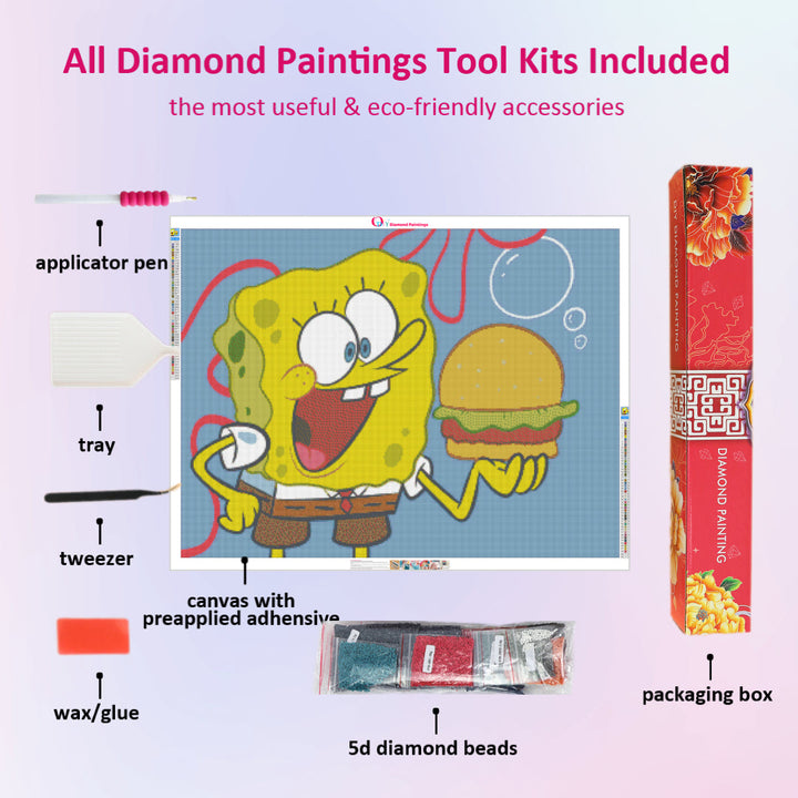 SpongeBob Hamburger Diamond Painting Kits for Adults 20% Off Today ...